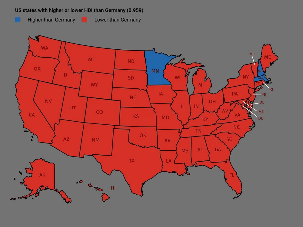 How U.S. States Compare to Europe on the Human Development Index ...