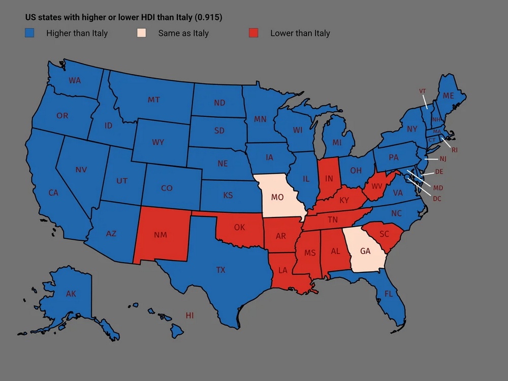 How U.S. States Compare to Europe on the Human Development Index ...