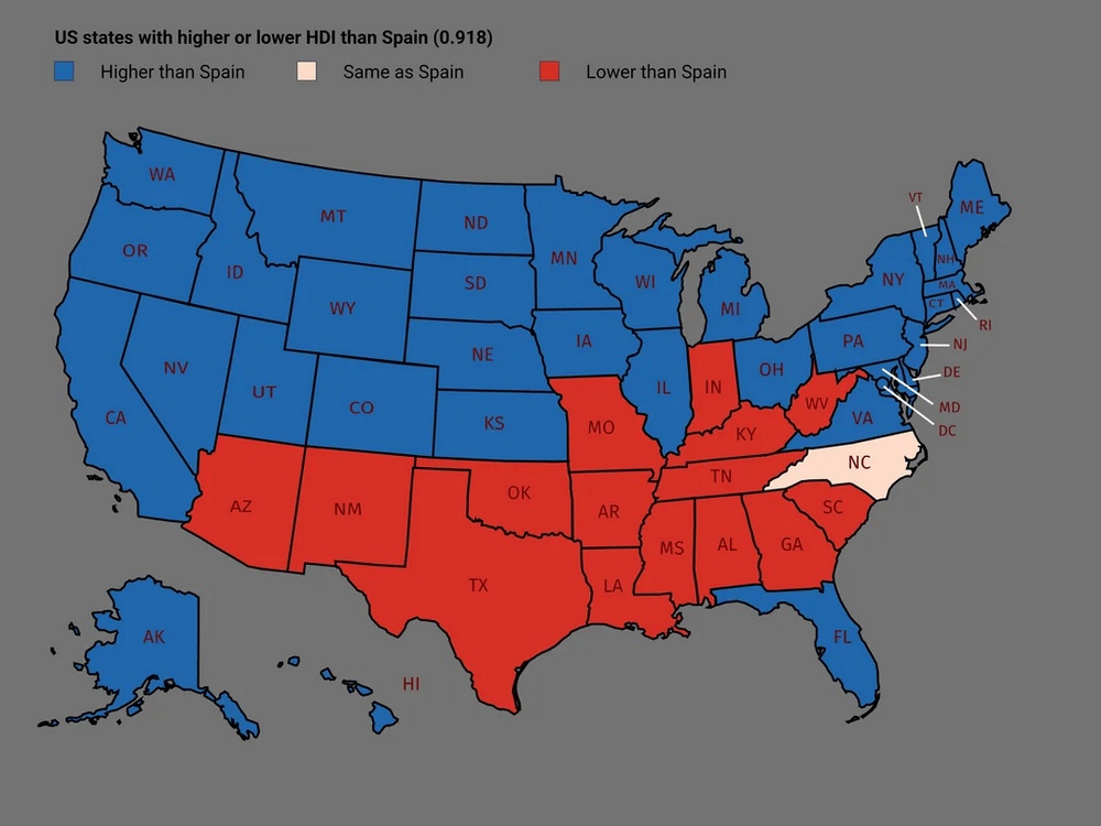 How U.S. States Compare to Europe on the Human Development Index ...