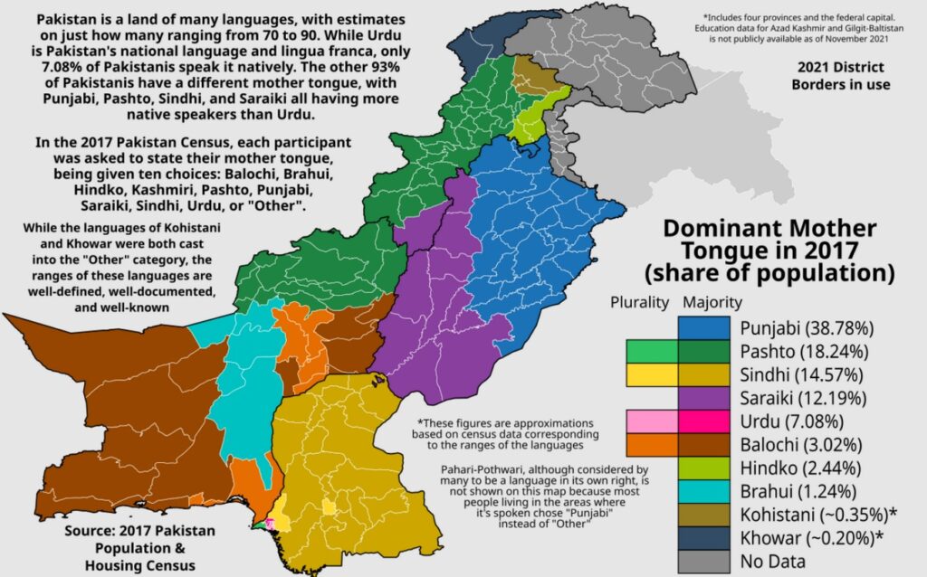 Pakistan Language Map: When Only 7% Speak the Official Language - Vivid ...