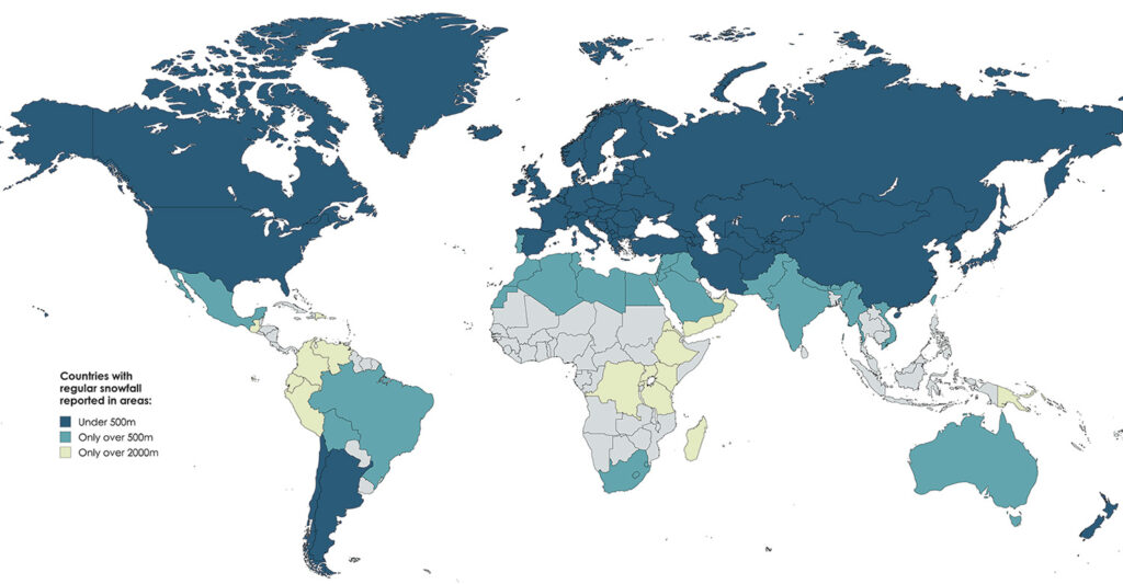 Countries with Regular Annual Snowfall Mapped - Vivid Maps