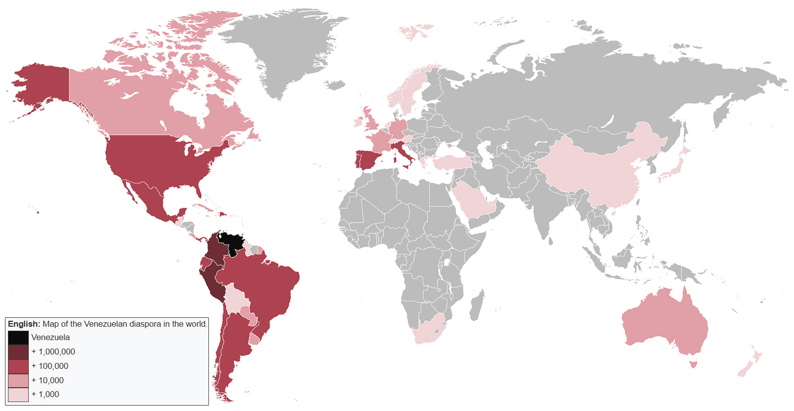 The Spread of Venezuelans Abroad - Vivid Maps