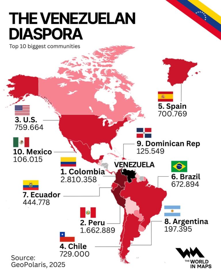 The Spread of Venezuelans Abroad - Vivid Maps